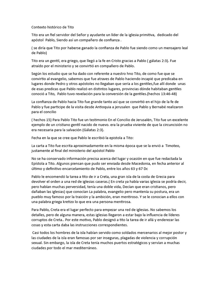 Contexto de Tito | PDF | Pablo el apóstol | Epístola a los gálatas