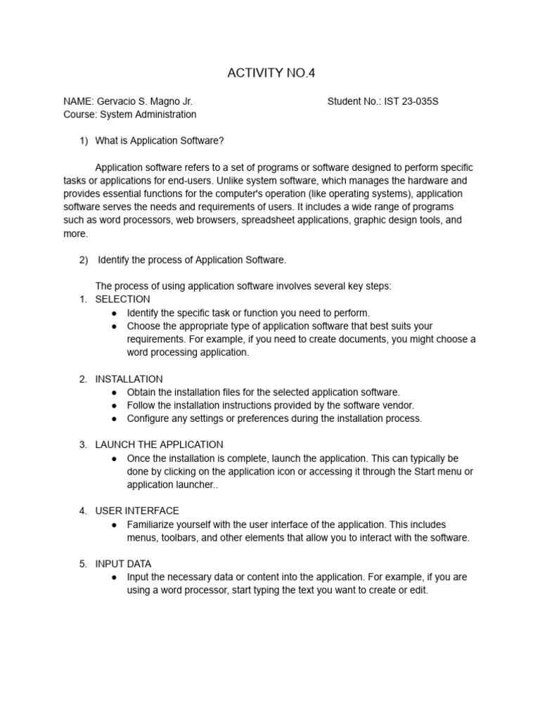 Understanding Application Software Process | PDF | Application Software | Installation (Computer ...