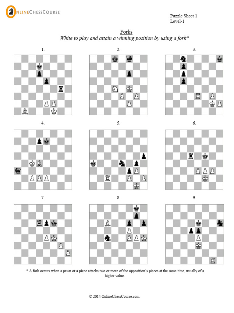 Forks Worksheets | PDF | Chess | Abstract Strategy Games