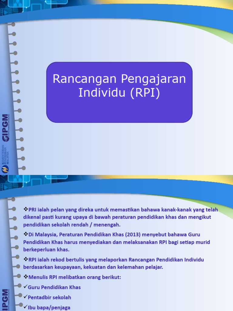 Rancangan Pengajaran Individu (RPI) | PDF