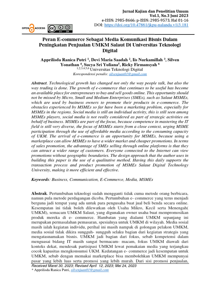 Contoh Jurnal | PDF | Small And Medium Sized Enterprises | Business Economics