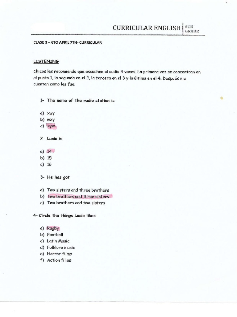 Clase 3 Ingles Curricular | PDF