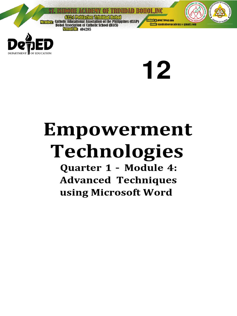 Lesson 4 - Advance Word Processing Skills Modules | PDF | Microsoft ...