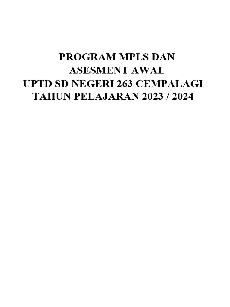 Program MPLS Dan Asesmen Awal | PDF