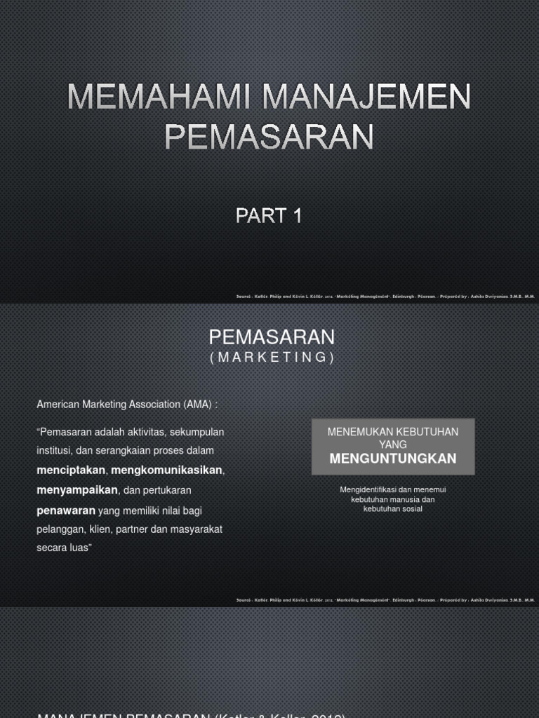 Part1. Memahami Manajemen Pemasaran - MNJ | PDF