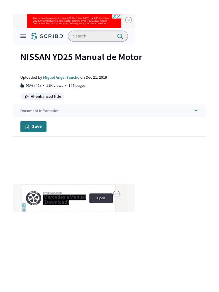 NISSAN YD25 Manual de Motor - PDF - Piston - Belt (Mechanical) | PDF ...