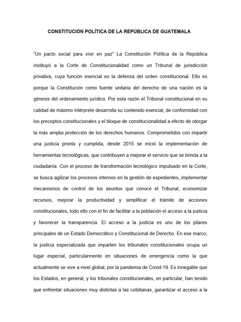 Constitución de Guatemala y Justicia Constitucional | PDF | Política ...