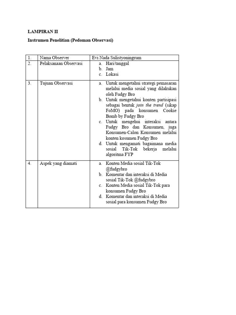 Lampiran Instrumen Penelitian | PDF