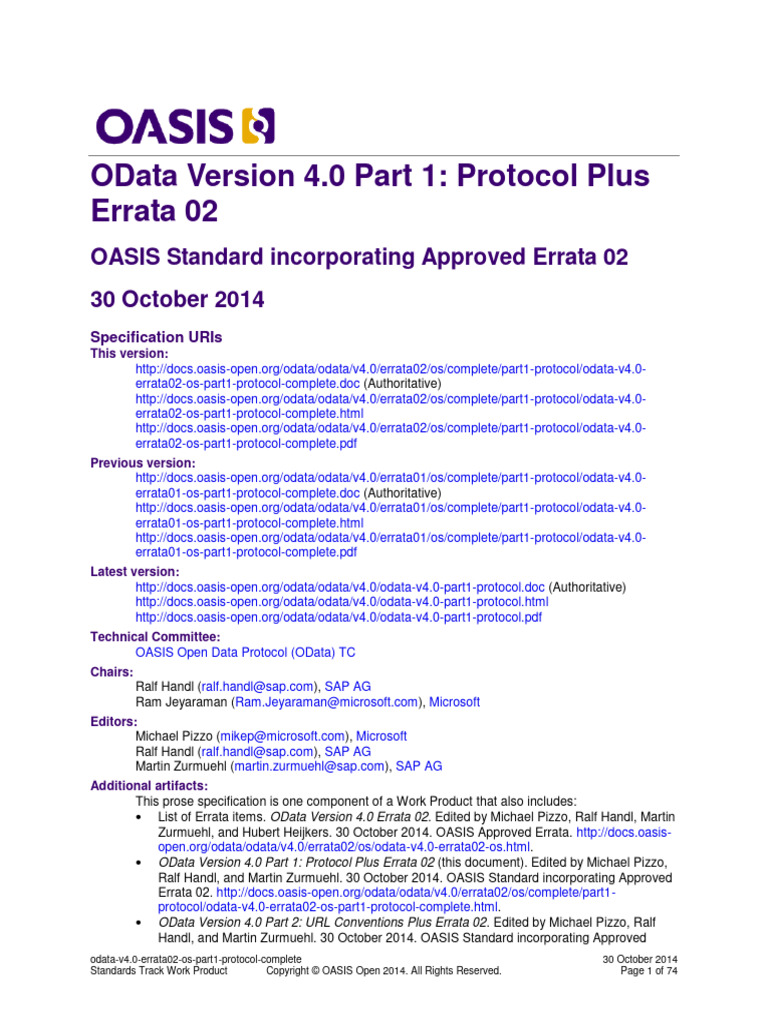 Odata v4.0 Part1 Protocol | PDF | Data Type | Information Technology