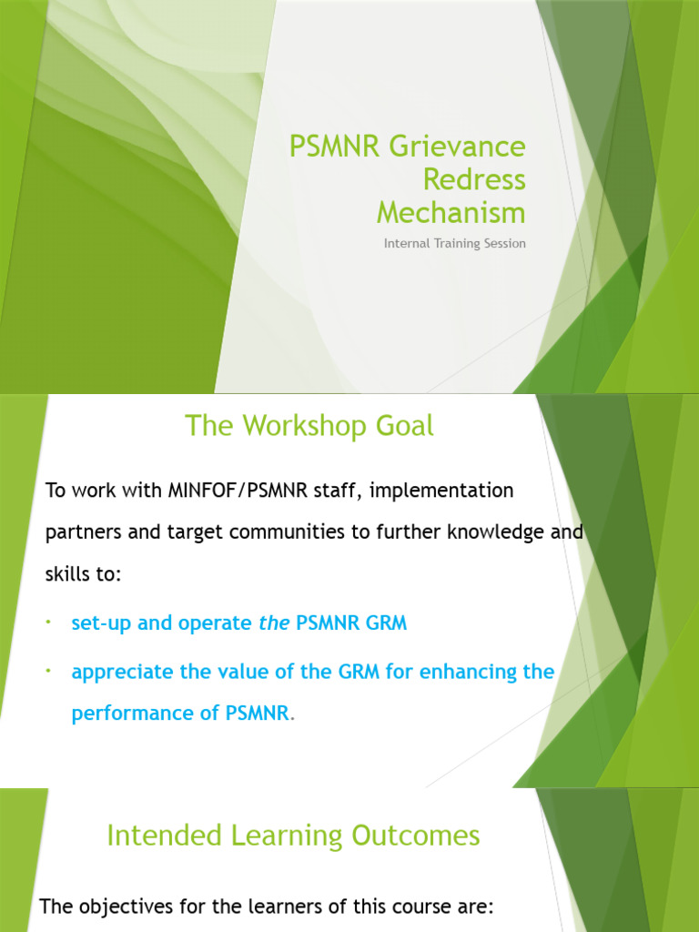 PSMNR Staff GRM Training Workshop | PDF | Learning | Risk