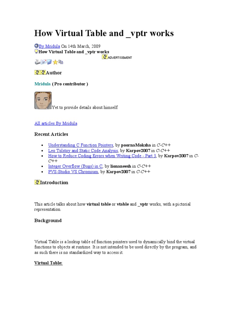 How Virtual Table And Pdf Pointer Computer Programming Inheritance Object Oriented