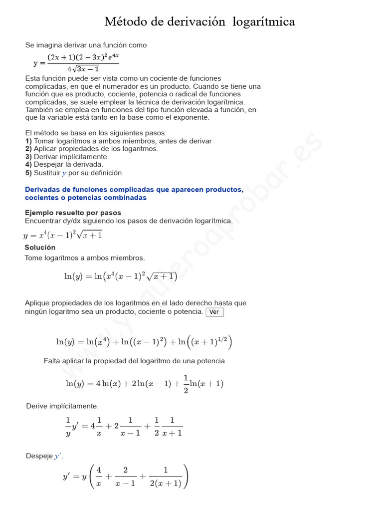 Derivacion Logaritmica | PDF | Logaritmo | Exponenciación