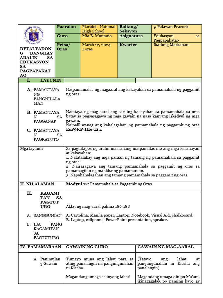 7LP ESP9 Modyul 12 | PDF