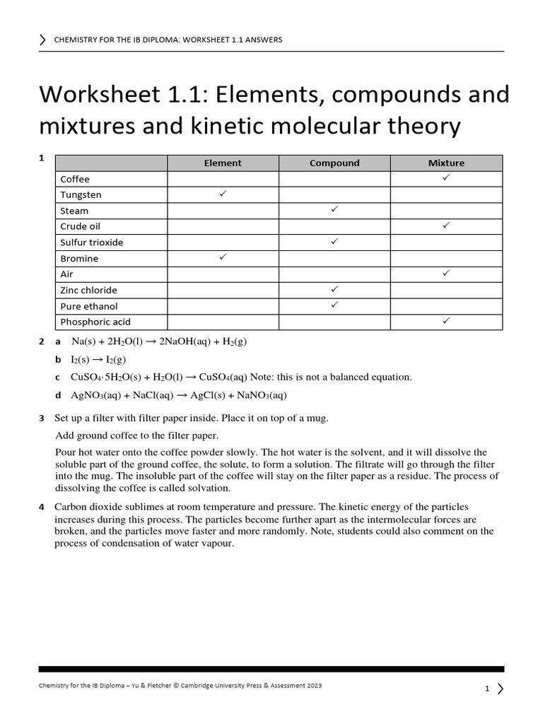 IB CHEMISTRY 1ed TR Worksheet Ans | PDF | Chemical Bond | Natural Gas
