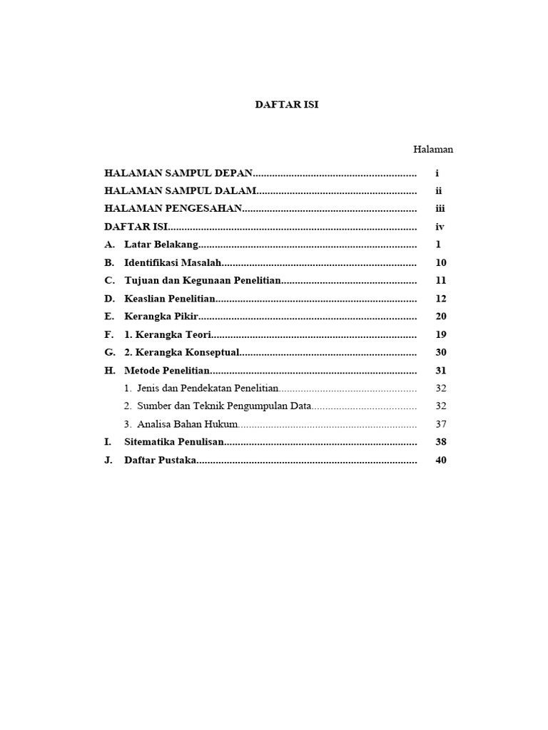 Daftar Isi Proposal | PDF