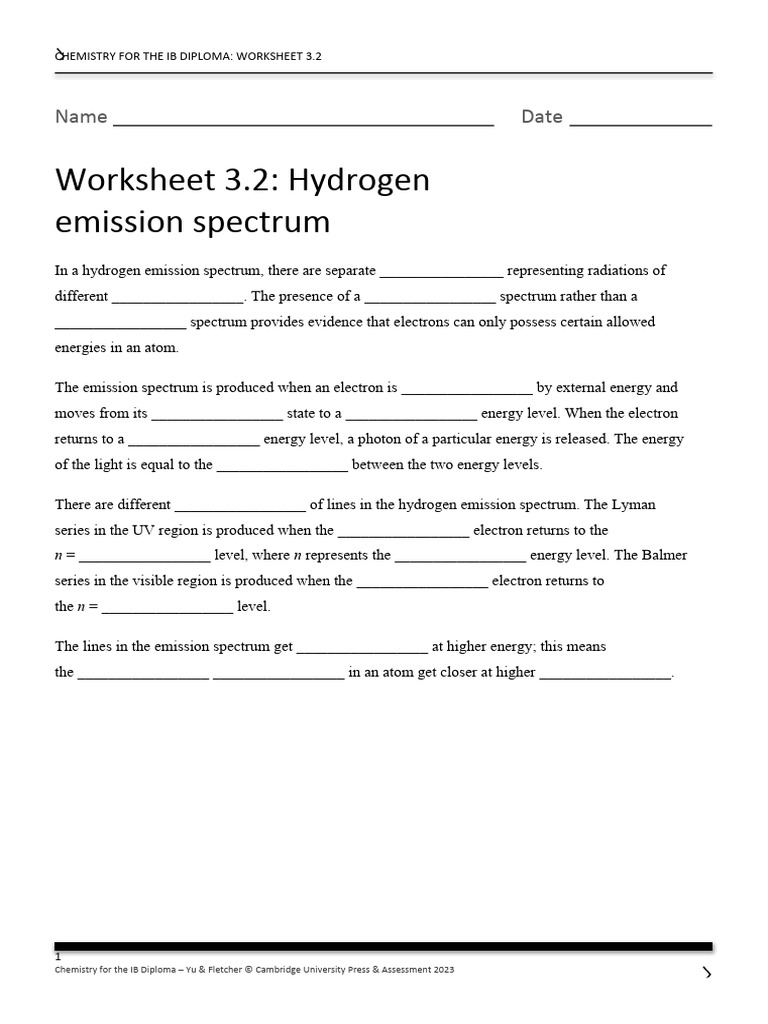 IB CHEM TR 3.2 Worksheet | PDF