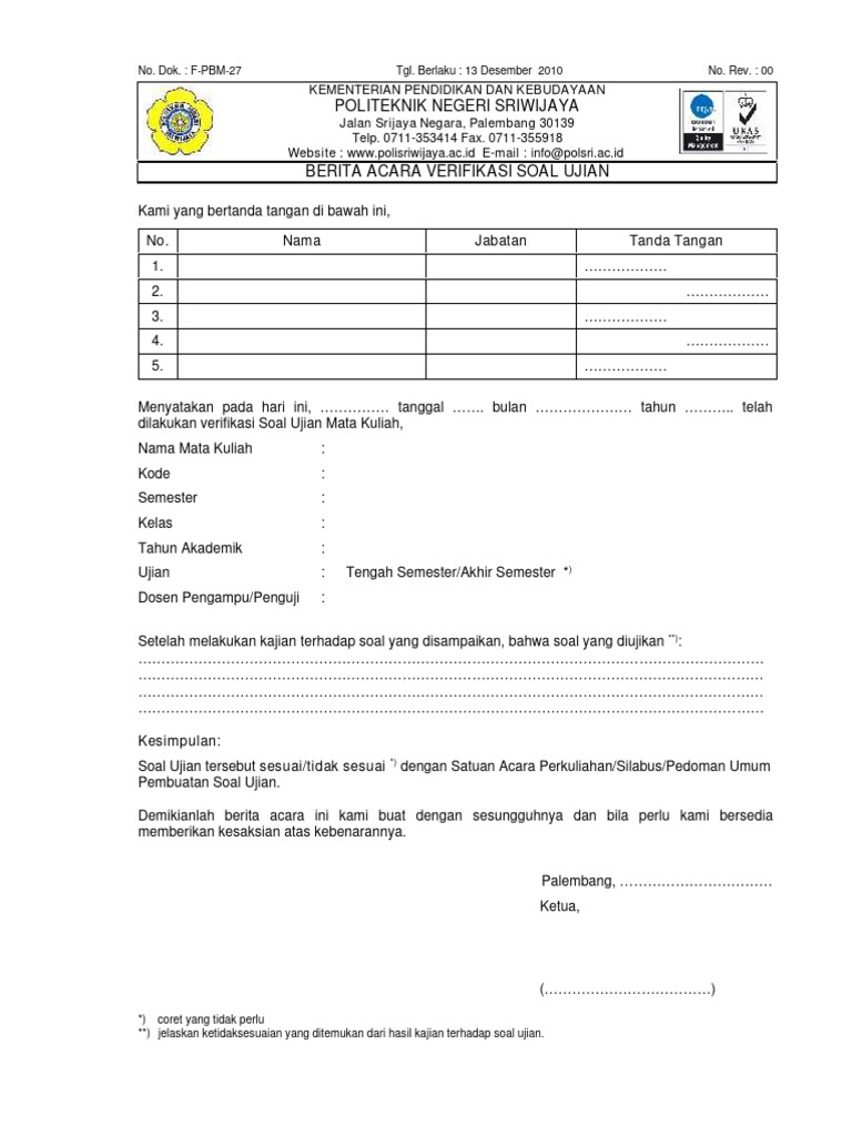 Form-27 - Verifikasi - Soal-UAS (X) | PDF