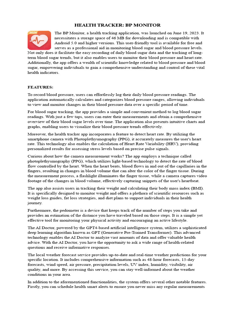 Health Tracker BP Monitor | PDF | Artificial Intelligence ...