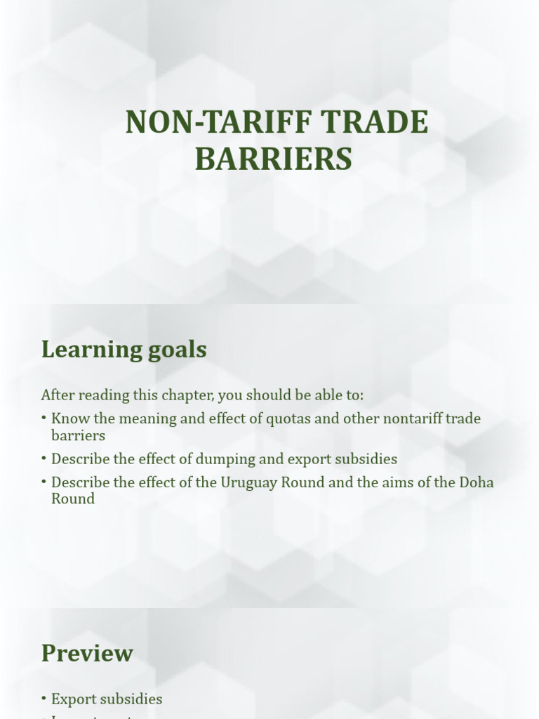 Non-Tariff Trade Barriers | PDF | Non Tariff Barriers To Trade | Subsidy