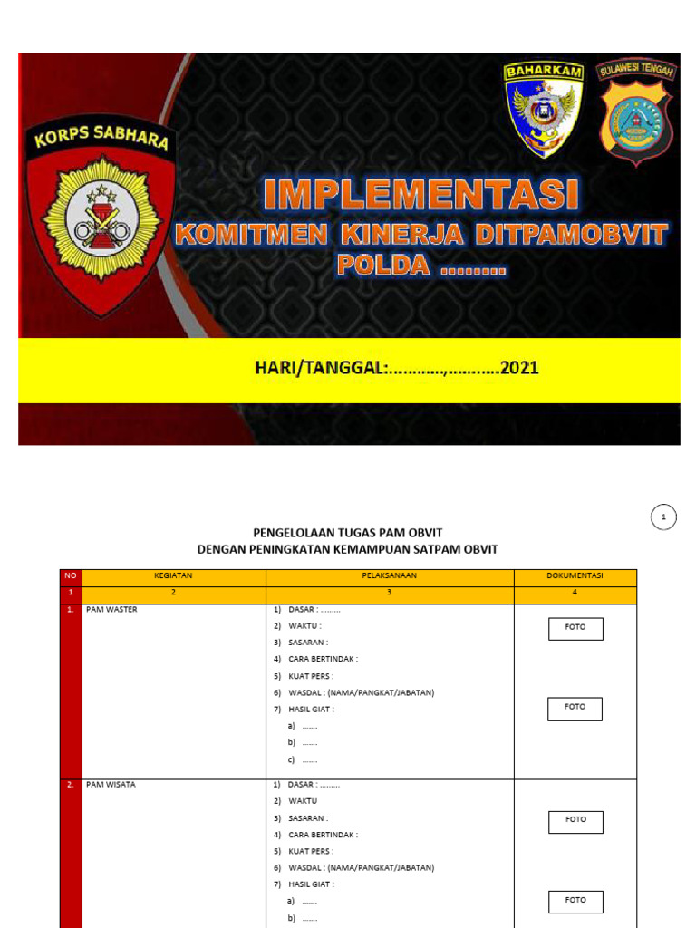 Matriks Laporan Pamobvit Polda | PDF