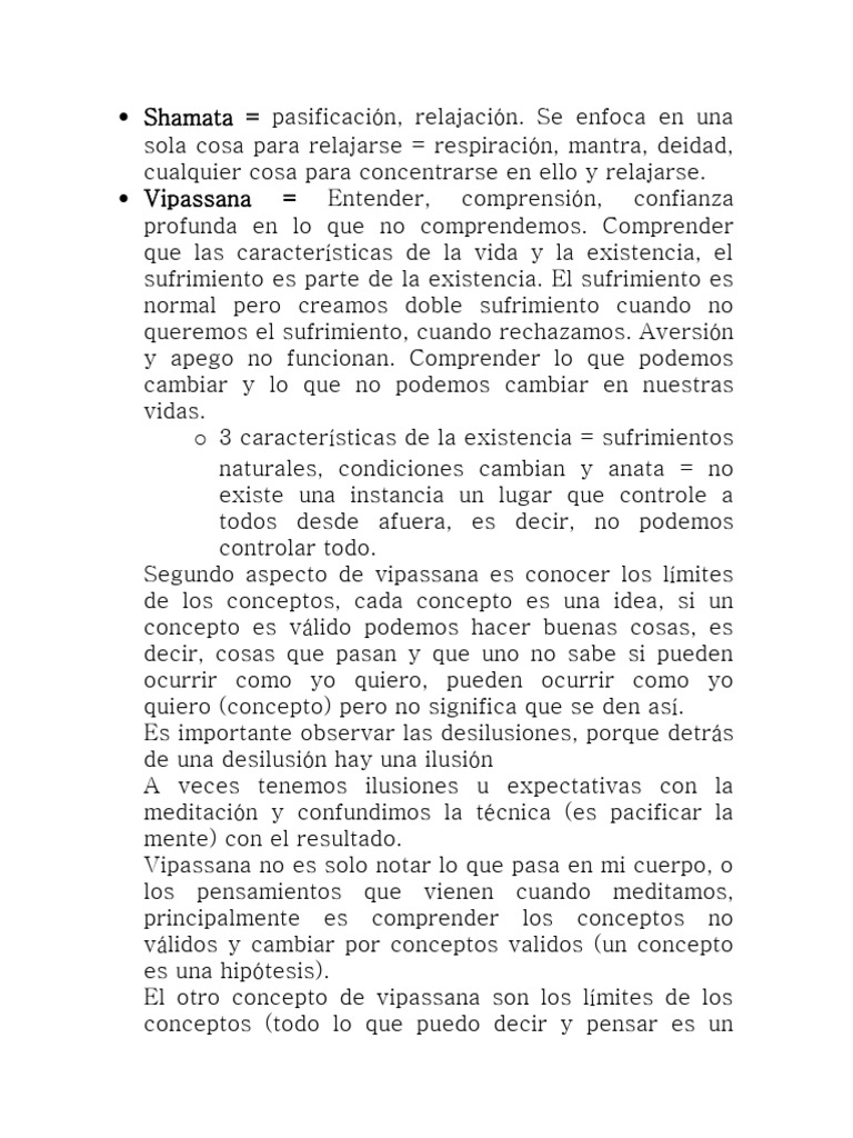 Shamata y Vipassana en la Meditación | PDF | Sufrimiento | Śūnyatā