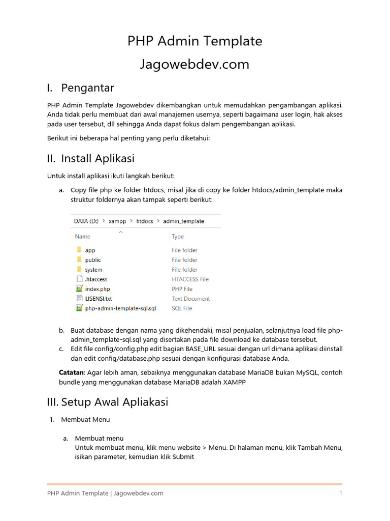 User Manual Admin Template PHP - Jagowebdev | PDF
