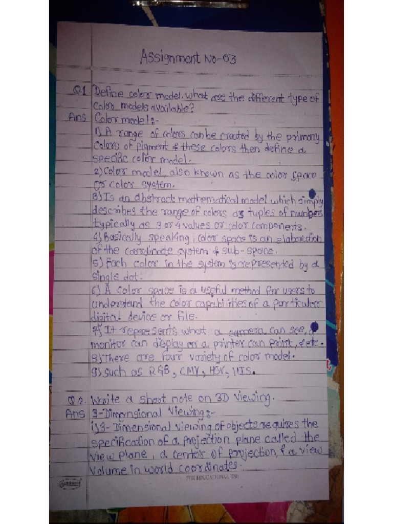 Computer Graphics Assignment No 03 Pdf 6418