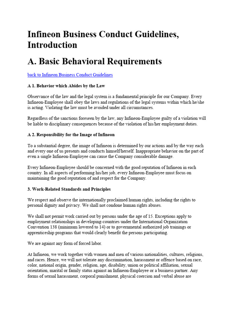 Infineon Business Conduct Guidelines | PDF