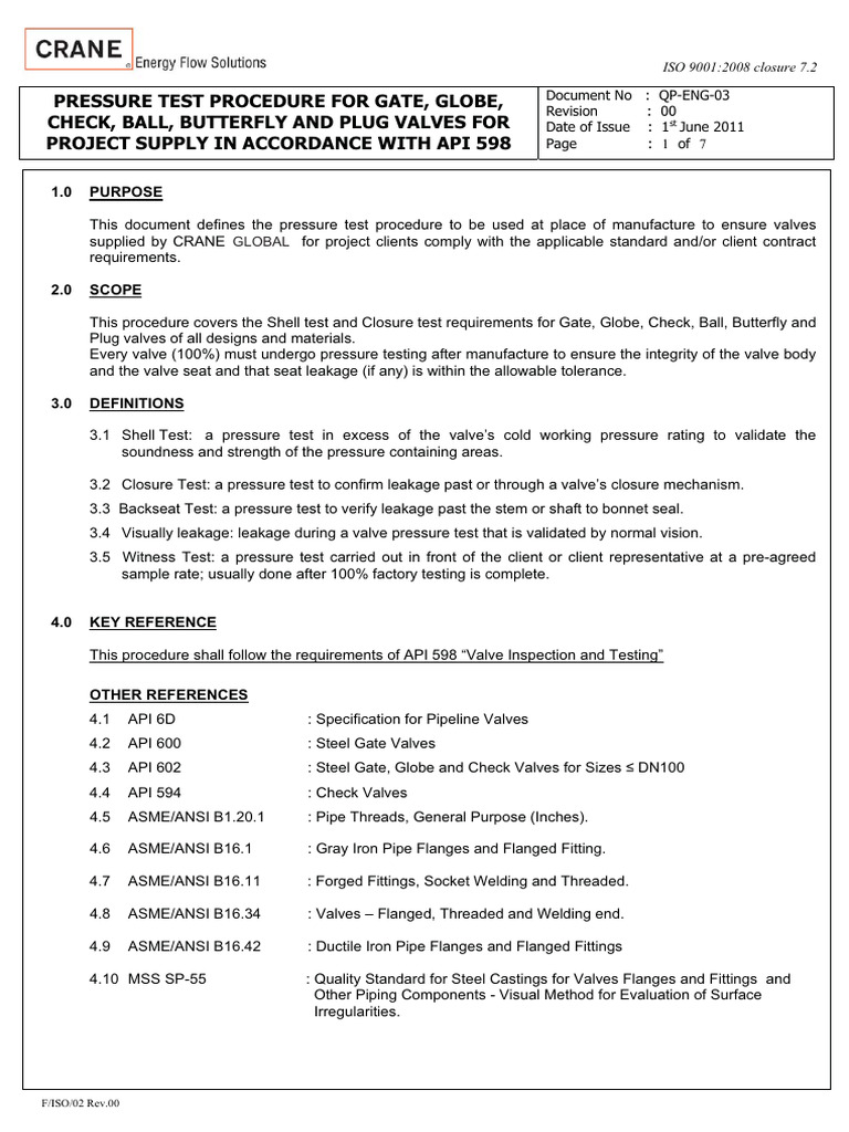Valve Pressure Test Guide | PDF | Valve | Pipe (Fluid Conveyance)