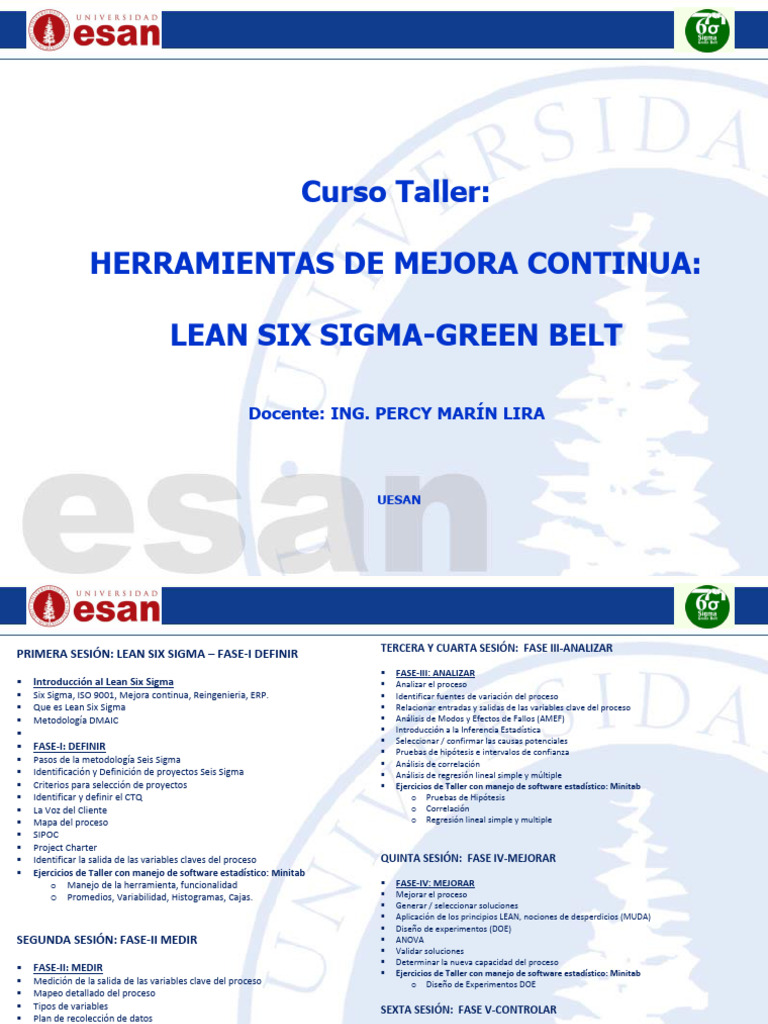 UE L6S Sesion01-02 | PDF | Six Sigma | Medición