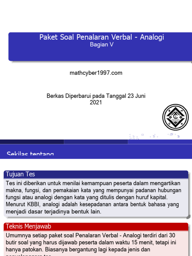 Soal Penalaran Verbal Analogi Bagian V | PDF