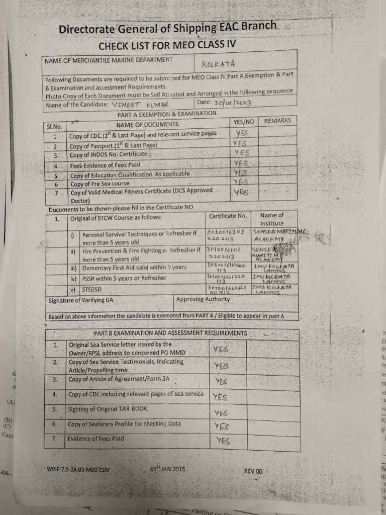 Check List Class 4 | PDF