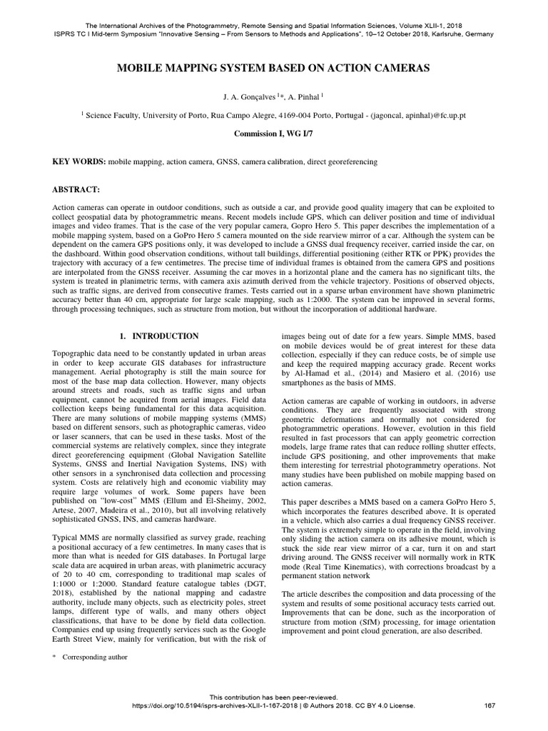 Mobile Mapping System Based On Action Cameras Pdf Pixel Image Resolution
