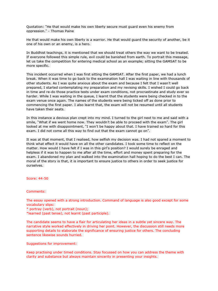 GAMSAT S2: Sample Essay 5 | PDF | Comma | Sentence (Linguistics)