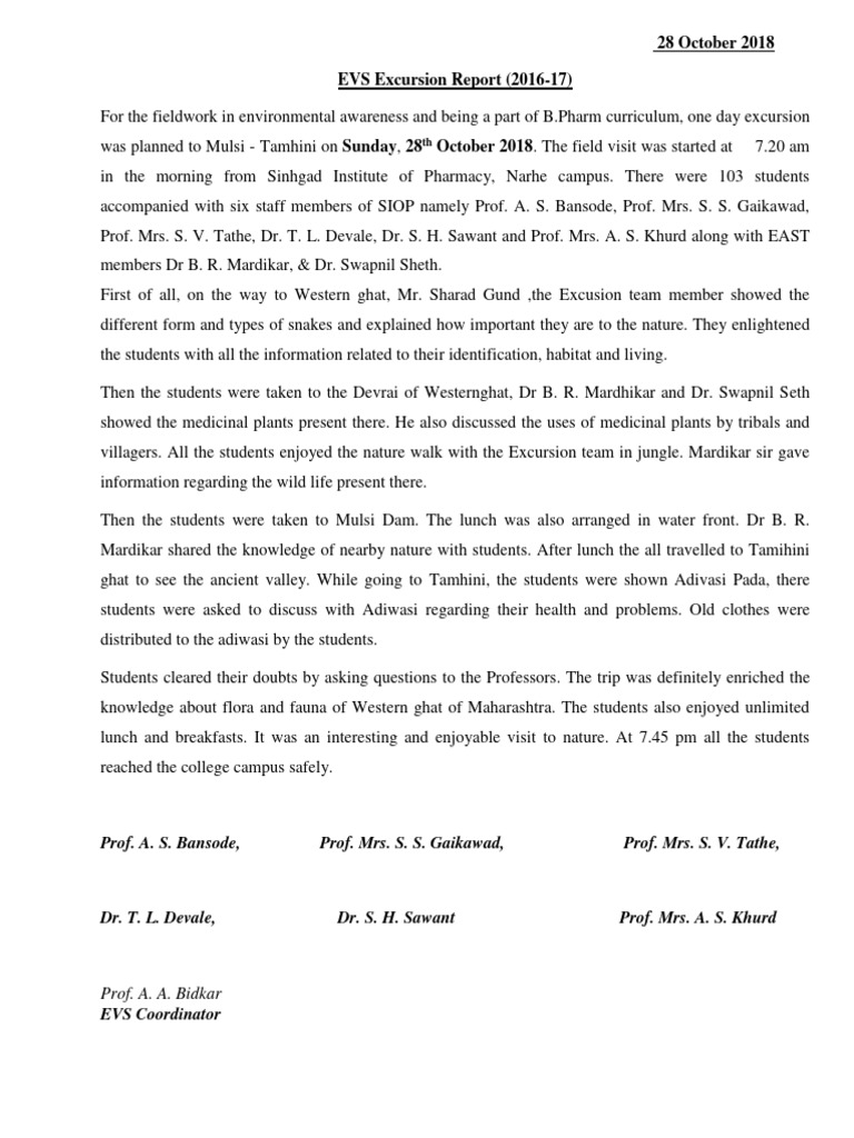 Excursion Report 18 19 | PDF