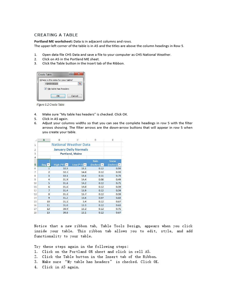 Practice Exercise #3-Table basics | PDF | Spreadsheet | Microsoft Excel Practice Exercise #3-Table basics | PDF | Spreadsheet | Microsoft Excel