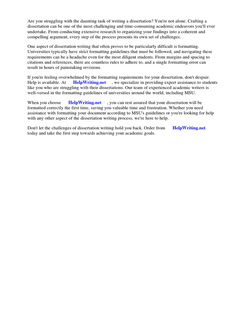 Msu Dissertation Formatting Guidelines Download Free Pdf Thesis