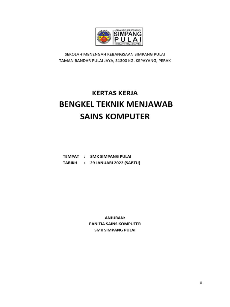 Kertas Kerja Bengkel Teknik Menjawab SK 2022 | PDF