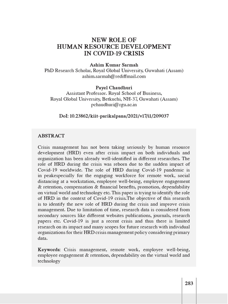 New Role of Human Resource | PDF | Human Resource Management | Crisis Management