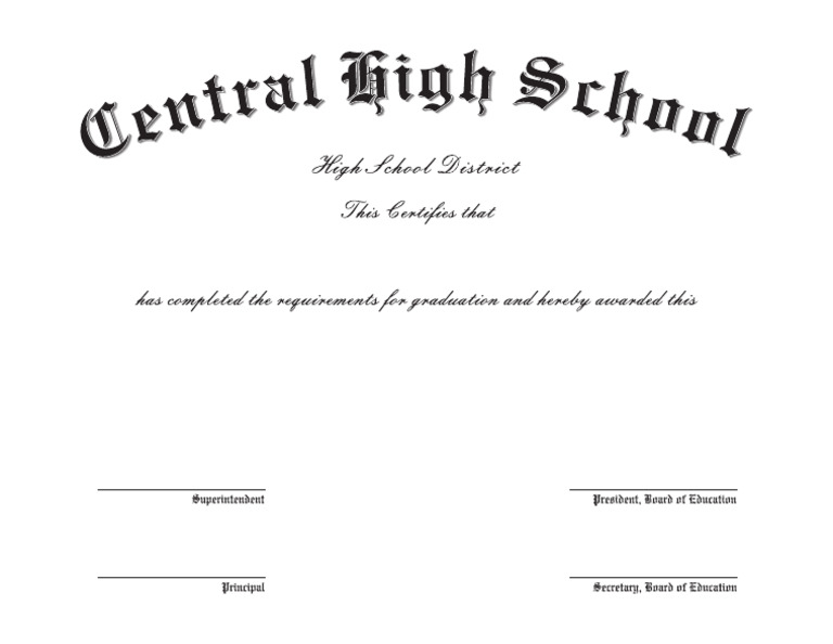 Blank High School Diploma Certificate | PDF
