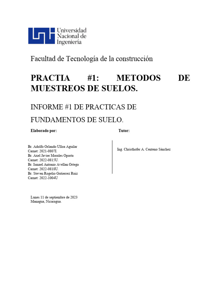 practica #1 FDS | PDF | Suelo | Muestreo (Estadísticas)
