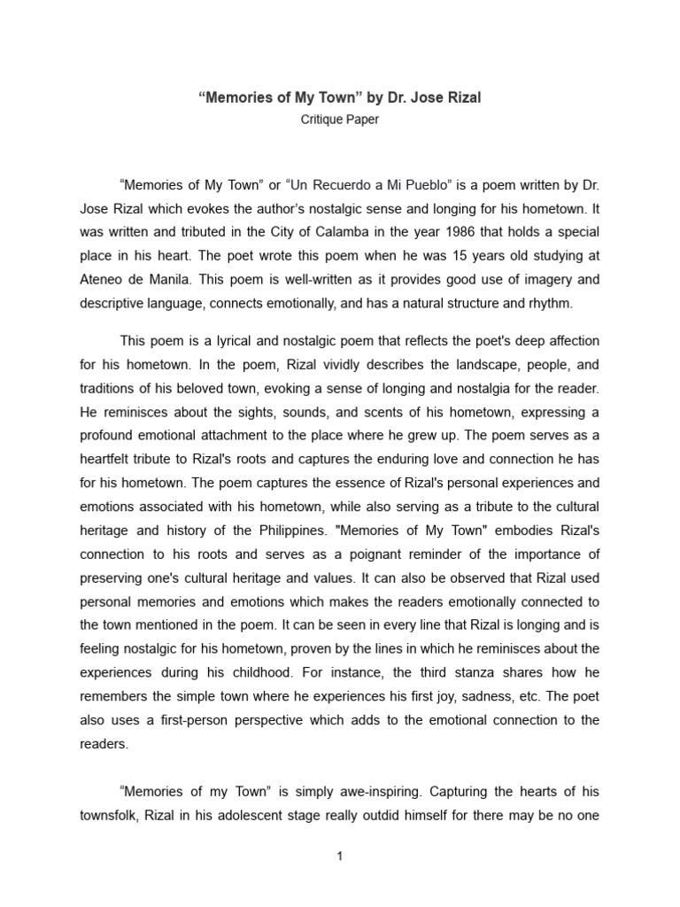 AREGLADO - MASAGCA - Critique Paper | PDF | Nostalgia