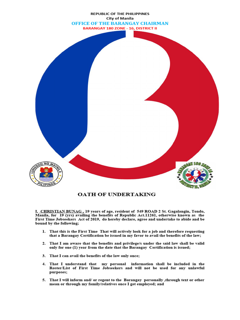 Brgy Oath of Undertaking 2021 | PDF | Government | Justice