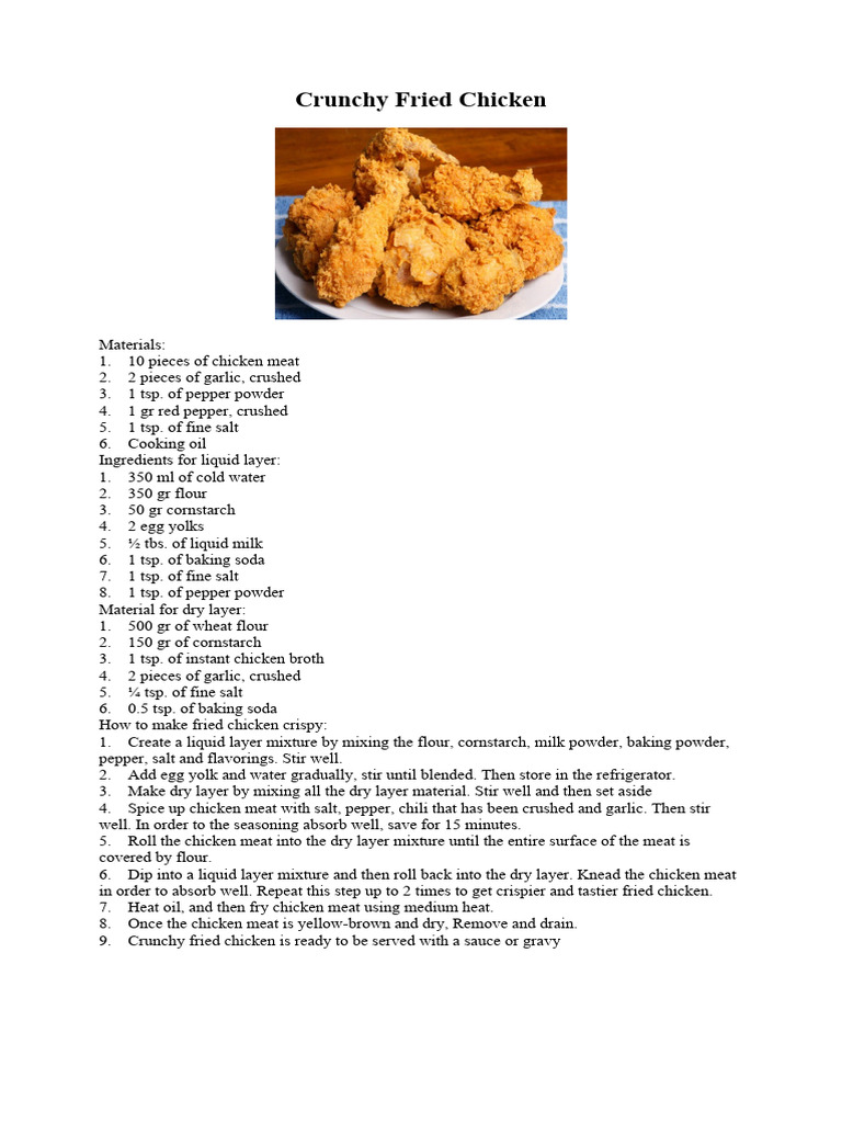 Crunchy Fried Chicken | PDF | Tofu | Sauce