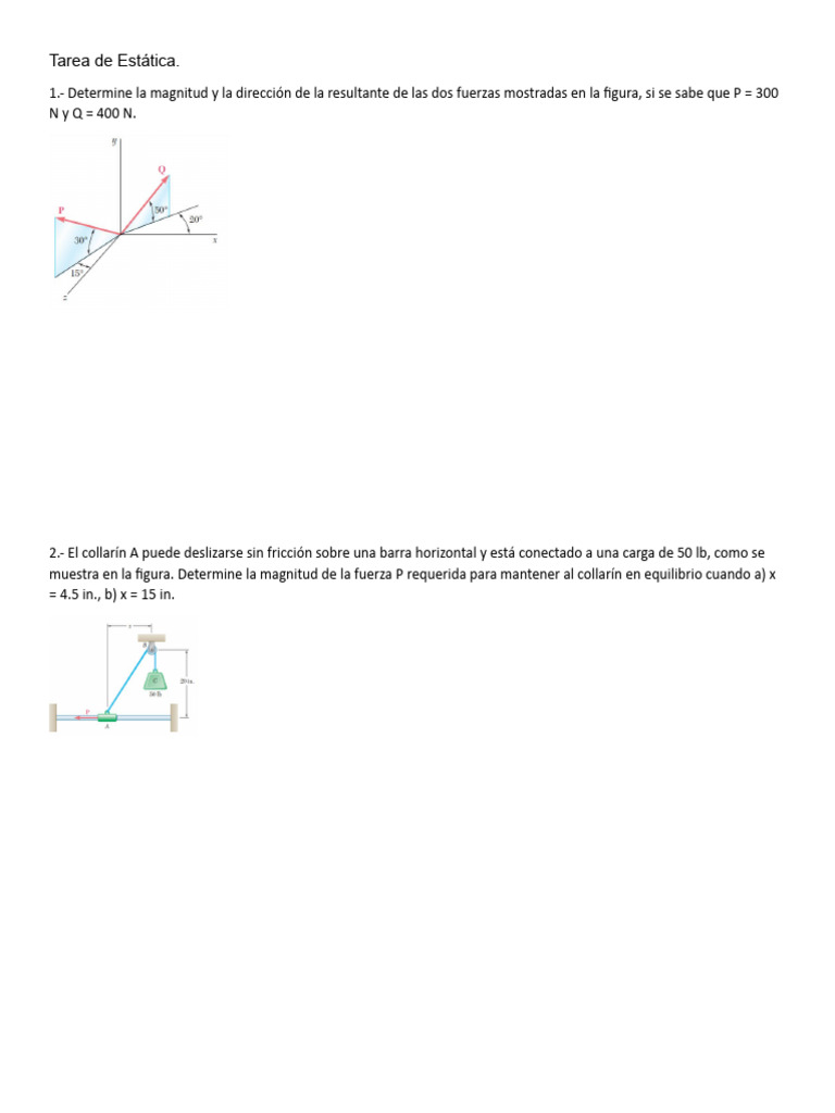 Tarea 1 de Estática 2 | PDF