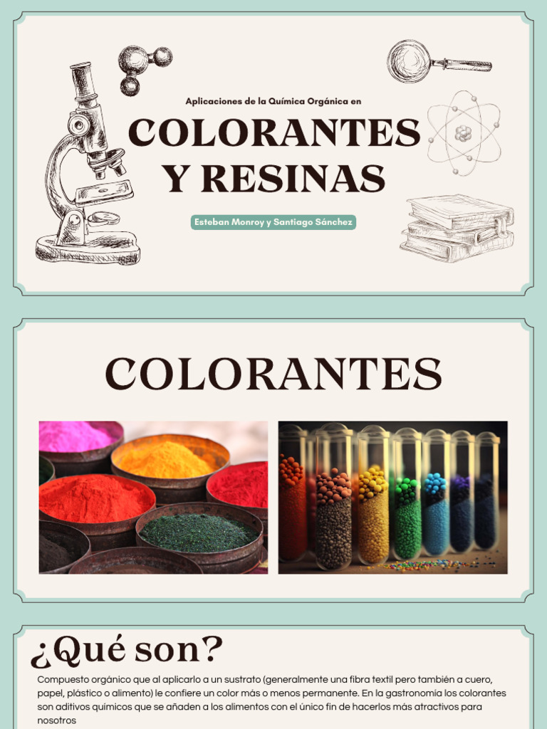 Colorantes y Resinas en Química Orgánica | PDF | Alimentos | El plastico