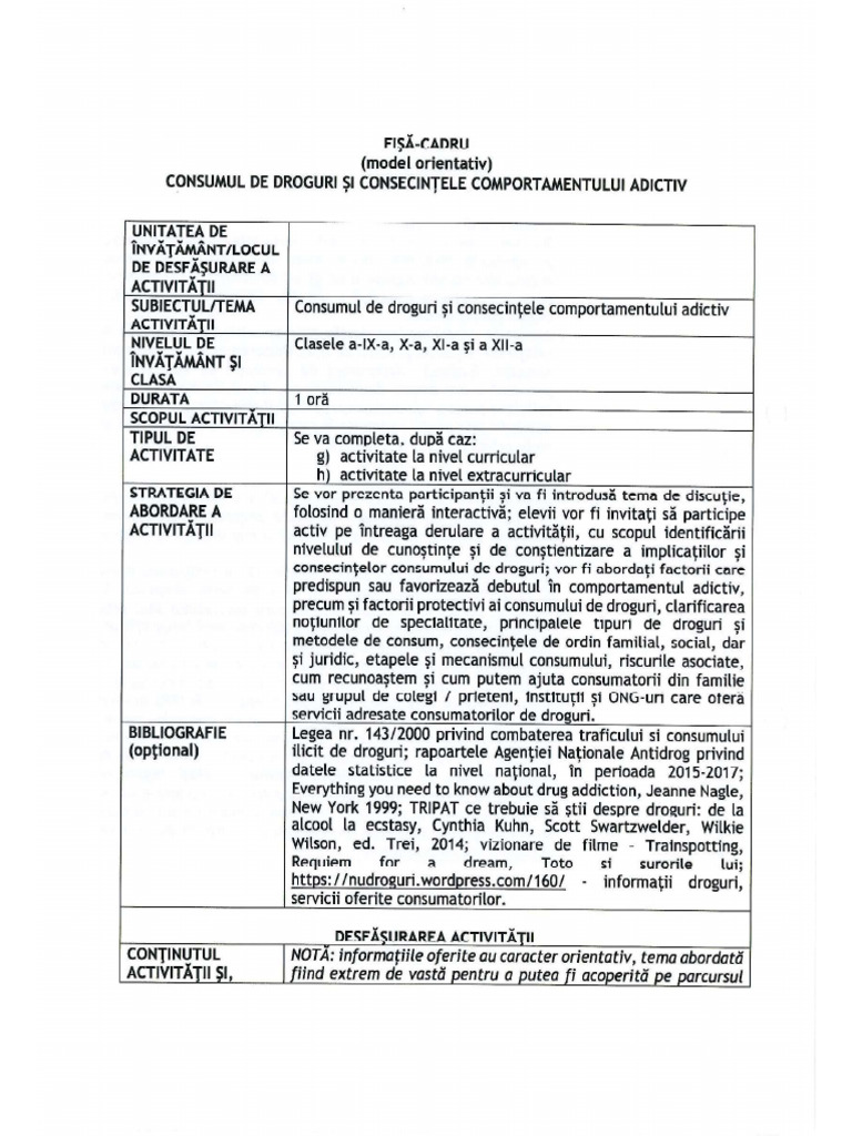 Consumul de Droguri Si Consecintele Comportamentului Adictiv | PDF