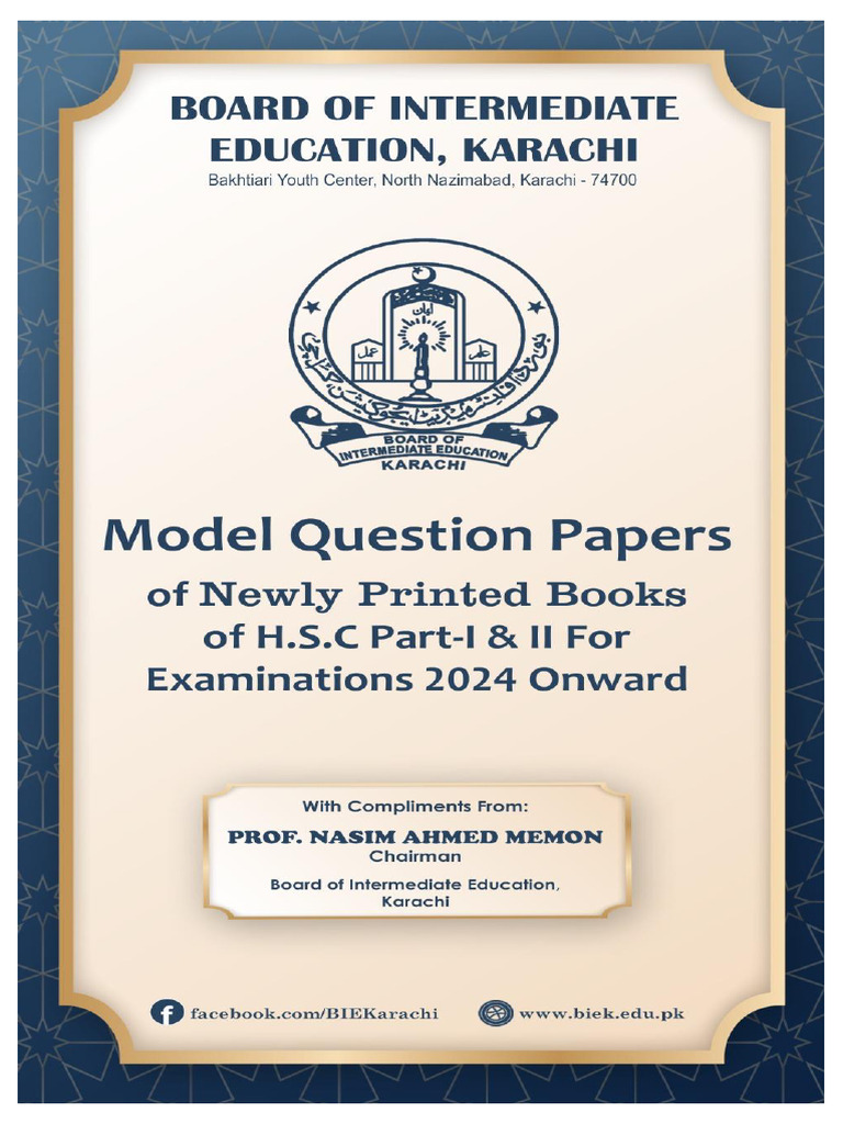 HSC Karachi 2024 Model Papers | PDF | Matrix (Mathematics) | Electrical ...