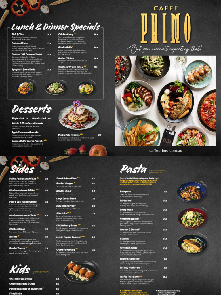 Whyalla Hotel PRIMO MENU Nov2020 1.12mb | PDF | Hamburgers | Pancake