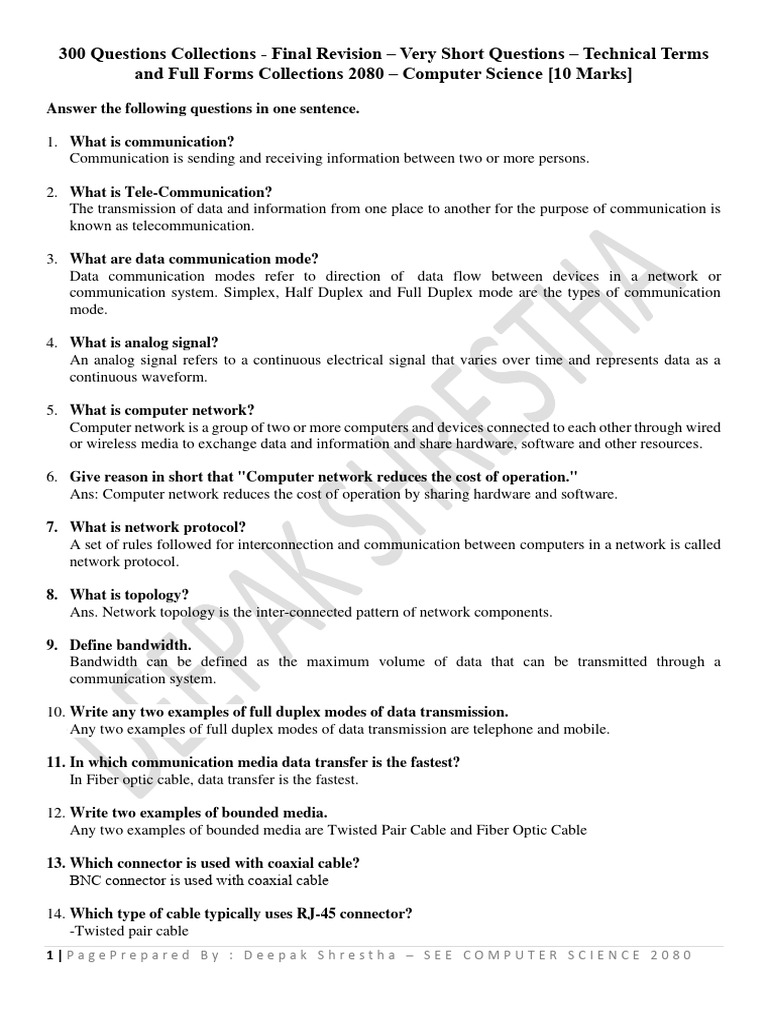 Computer Science Exam Prep 2080 | PDF | Relational Database | Computer ...